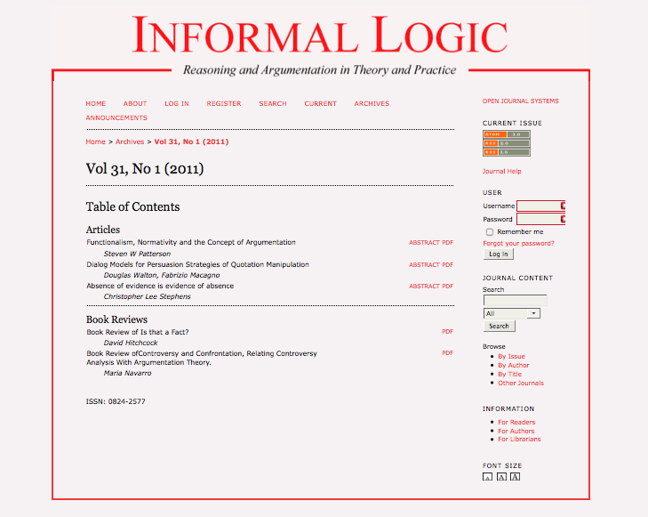 Informal Logic Vol. 31, No.1 | RAIL
